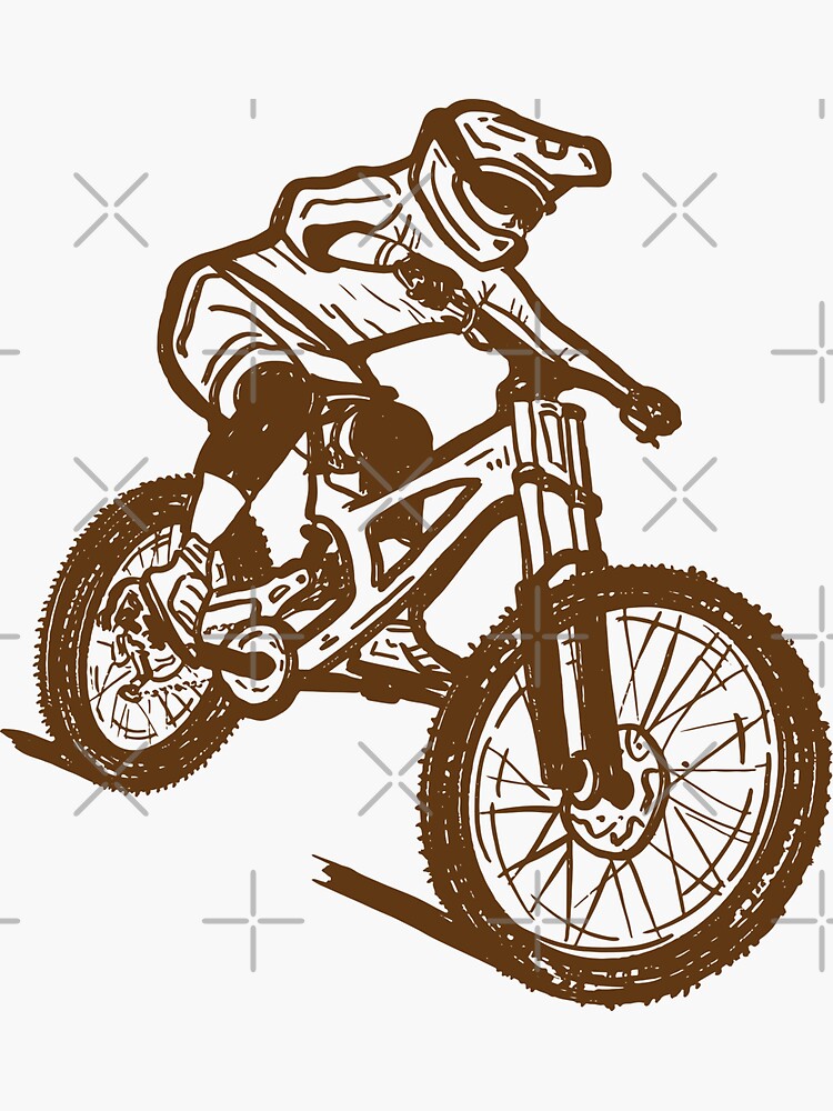 "MTB Addiction downhill mountain bike rider brown" Sticker for Sale by ...