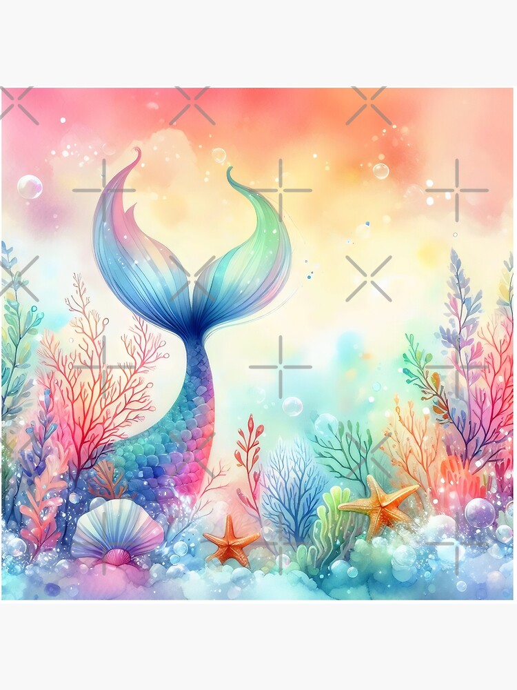 "Watercolor Mermaid Tail, Mermaid Tales, Fantasy Mermaid, Mermaids" Art ...