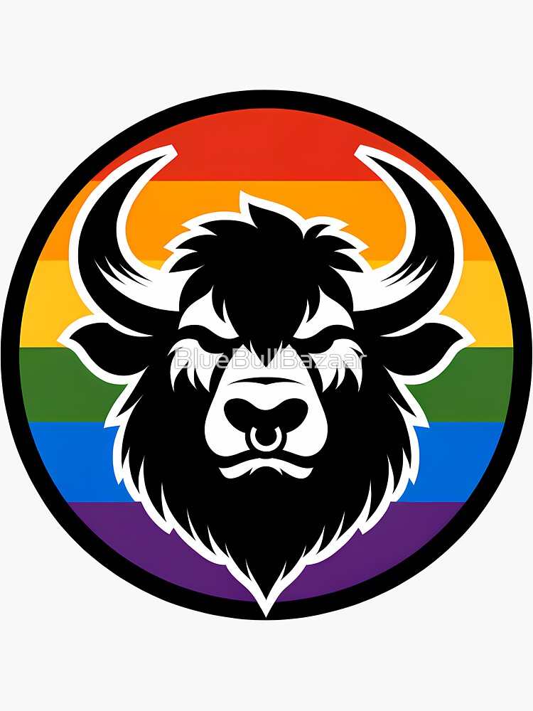 "LGBTQ Pride Bull Anthro Furry Rainbow Logo" Sticker for Sale by ...