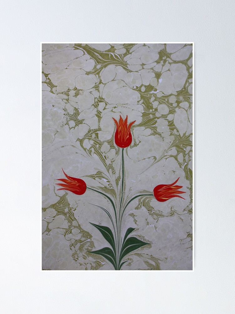"Abstract Vintage Marbled Ebru Flowers" Poster by ddolgos | Redbubble