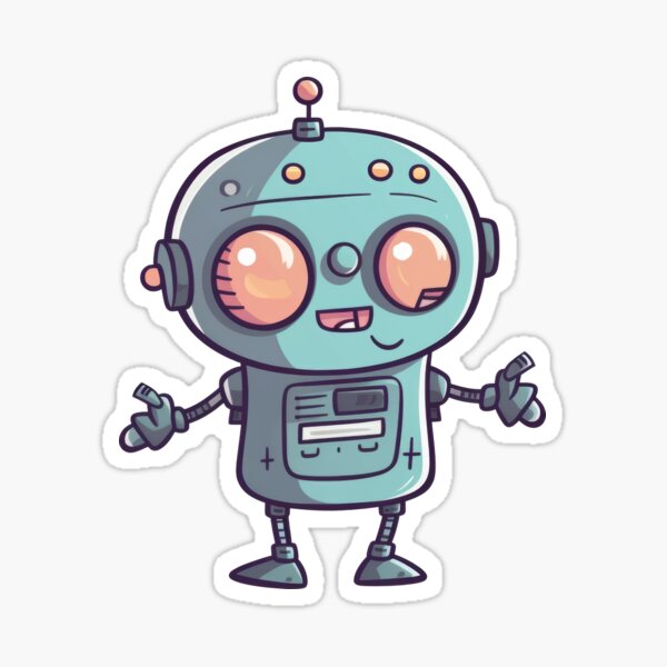 "Robot 2 Cute Kawaii Chibi Cartoon Hand Drawn Illustration" Sticker for ...