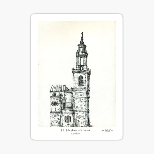 "Saint Stephen Walbrook , London , Pen and Ink" Sticker for Sale by ...