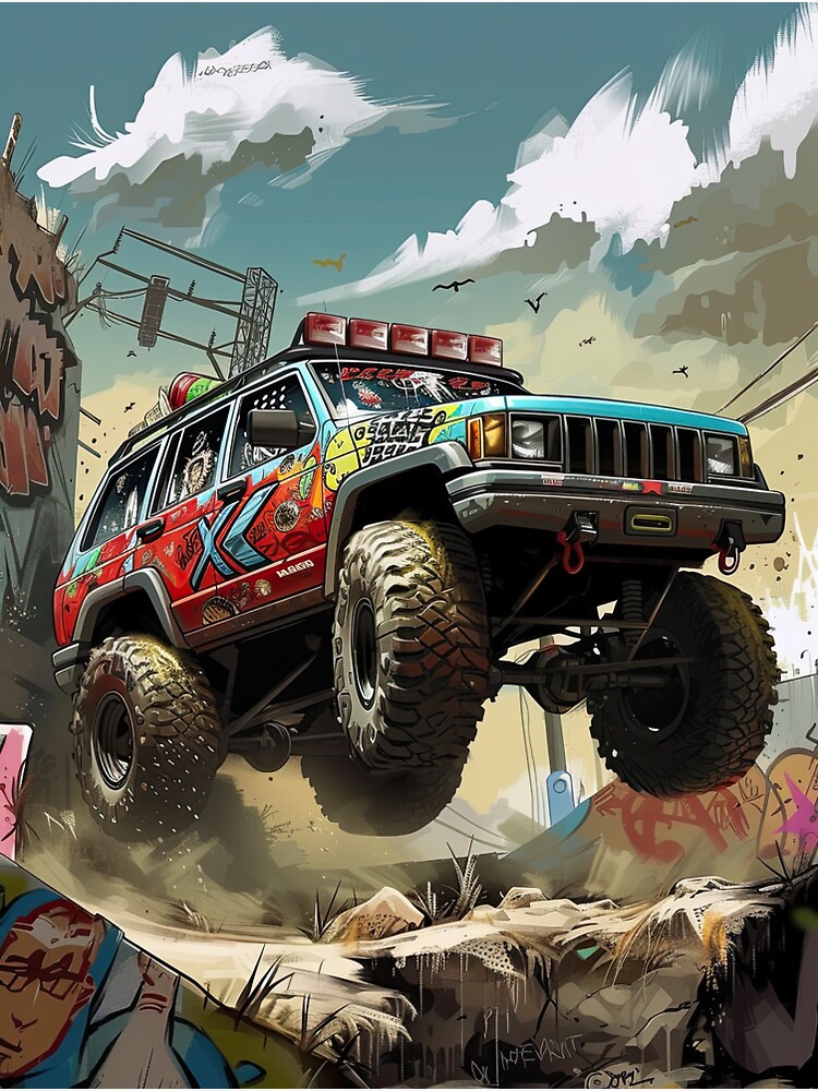 "Cherokee XJ Cartoon Characters In Graffiti Style" Sticker for Sale by ...