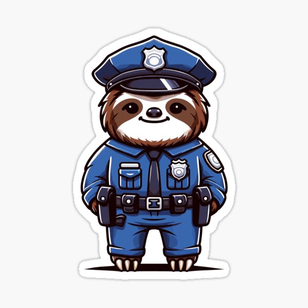 "Cartoon Sloth as a Police Officer" Sticker for Sale by CyfroweMysli ...