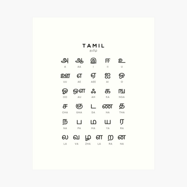 Tamil Language Letters FREE Tamil Alphabet Chart With Complete List Of