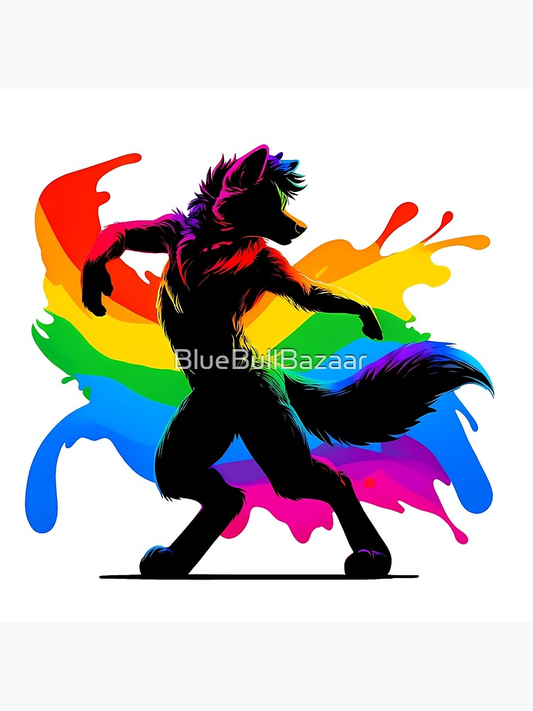 "Raving Rainbow LGBTQ Furry Pride Wolf Fursona" Poster for Sale by ...