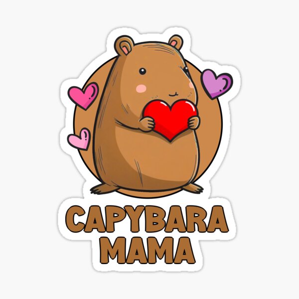 "Capybara Mama - Cute Capybara Holding A Heart" Sticker for Sale by ...