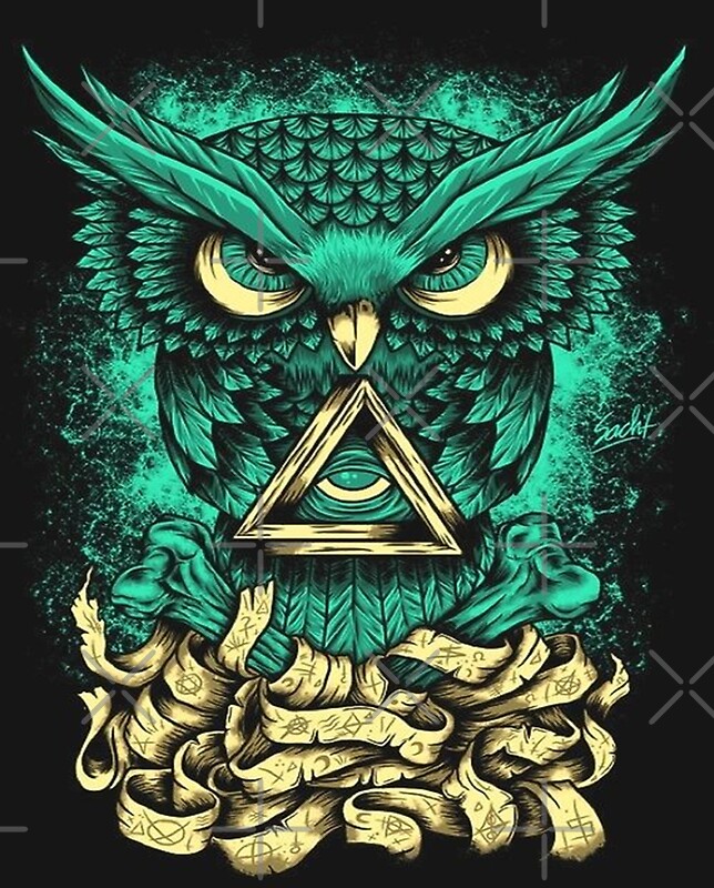 "Green and gold all seeing owl" by leen12 | Redbubble