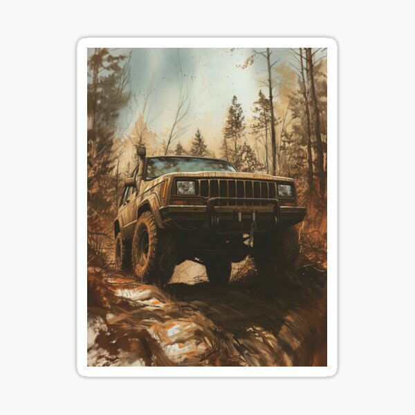 "Cherokee XJ Relaxing Lithography Fine Art" Sticker for Sale by In ...