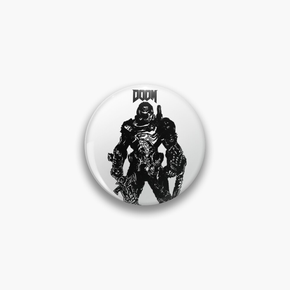 "doom guy with logo" Sticker for Sale by R-Michelle | Redbubble