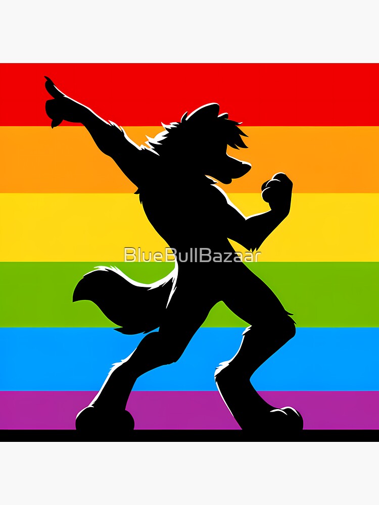 "Rainbow LGBTQ Furry Pride Dancing Wolf Fursona" Sticker for Sale by ...