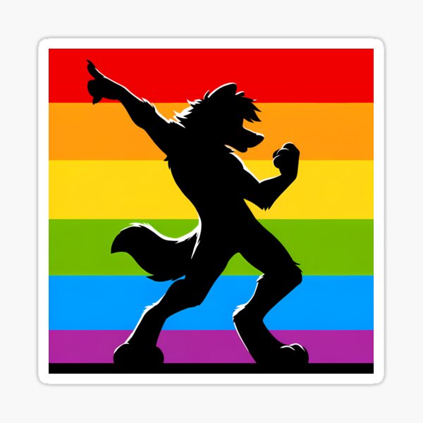 "Rainbow LGBTQ Furry Pride Dancing Wolf Fursona" Sticker for Sale by ...