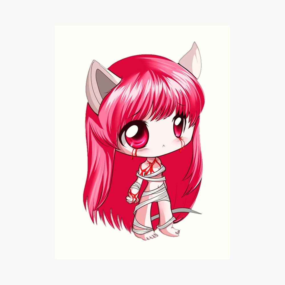 Elfenlied Lucy Chibi Kunstdruck Von Keotime Redbubble