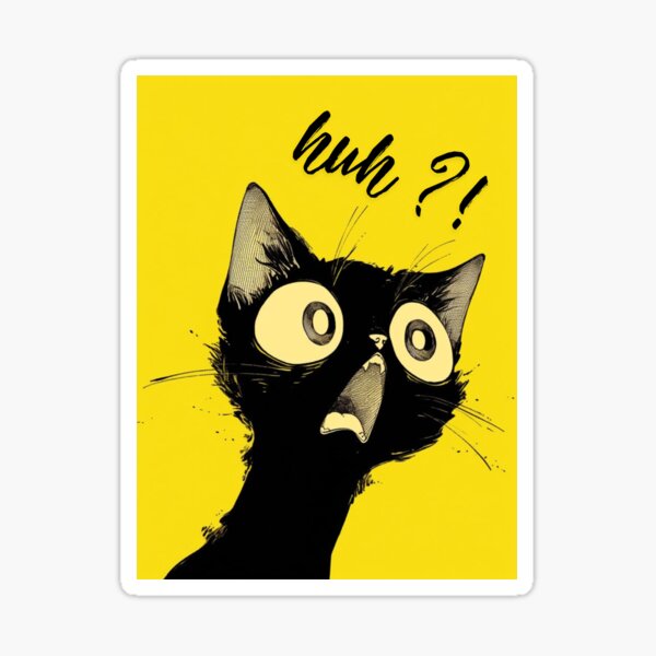 "Huh cat meme | Huh?! Sticker" Sticker for Sale by BadmintonArt | Redbubble