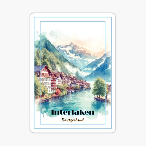 "Interlaken, Switzerland" Sticker for Sale by Era-of-Traveler | Redbubble