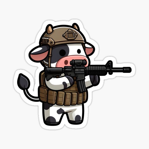 "Tactical Cow" Sticker for Sale by RAWLIFEGRAPHIC | Redbubble