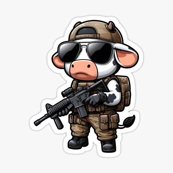 "Tactical Cow" Sticker for Sale by RAWLIFEGRAPHIC | Redbubble