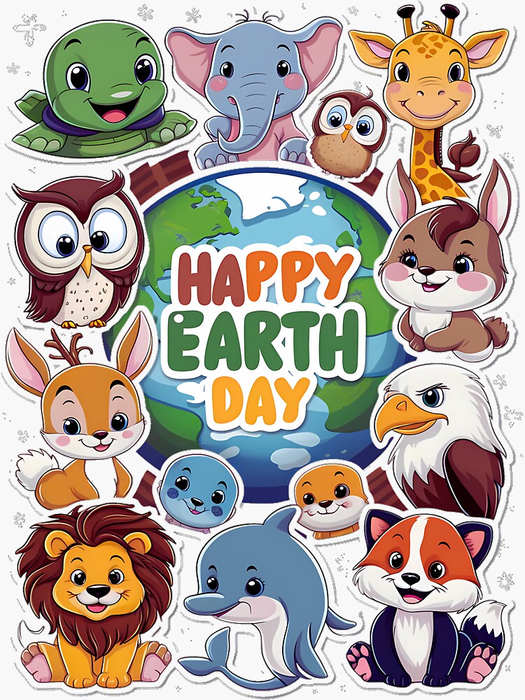 "Happy Earth Day animals " Sticker for Sale by teevogues | Redbubble