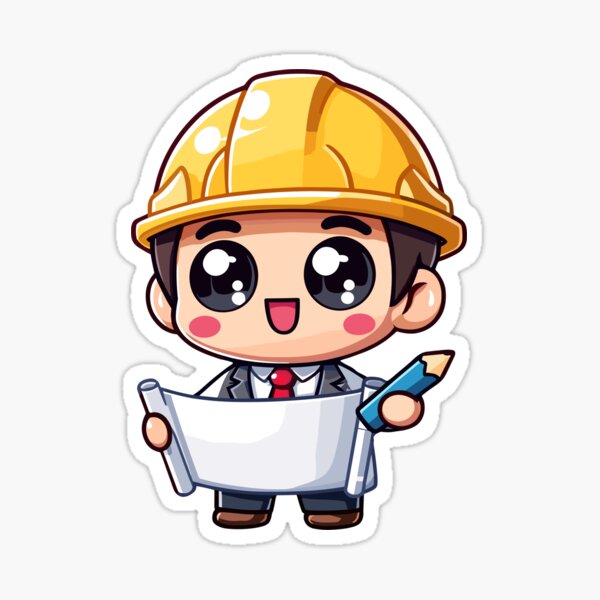 "Kawaii Construction Worker " Sticker for Sale by TillysCuteCanva ...