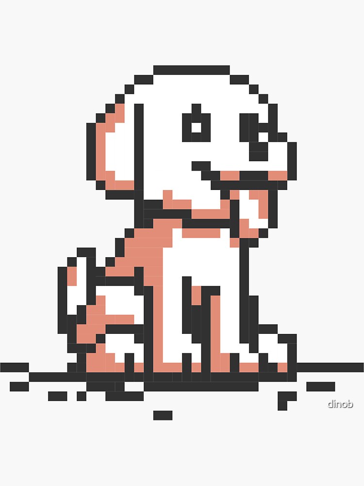 "Cute puppy pixel art" Sticker for Sale by dinob | Redbubble