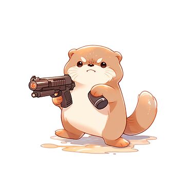 "cute otter having gun" Sticker for Sale by Thewordstshirt | Redbubble