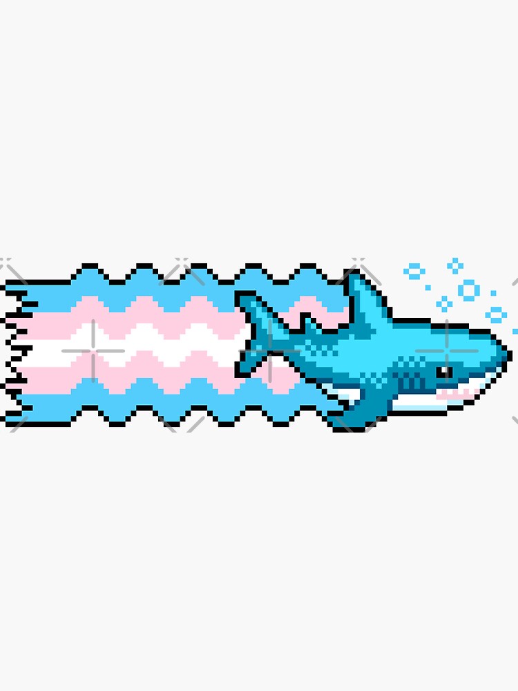 "Trans Pride Shark With Transgender Flag Pixel Art" Sticker for Sale by ...