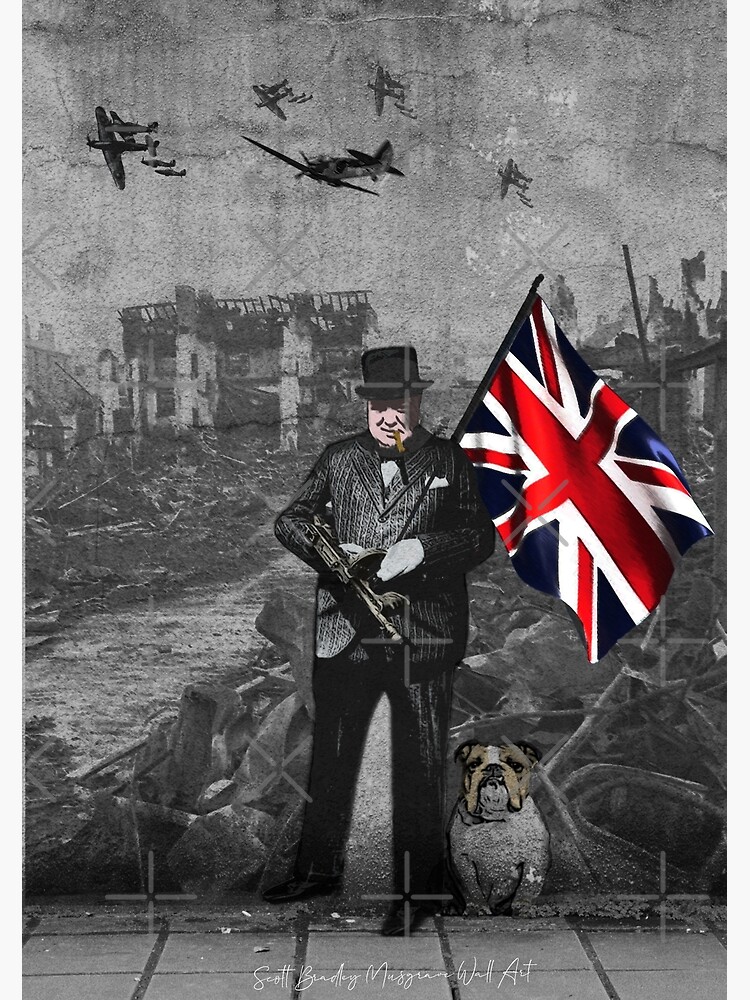 "Winston Churchill-The London Blitz, Second World War" Poster for Sale ...