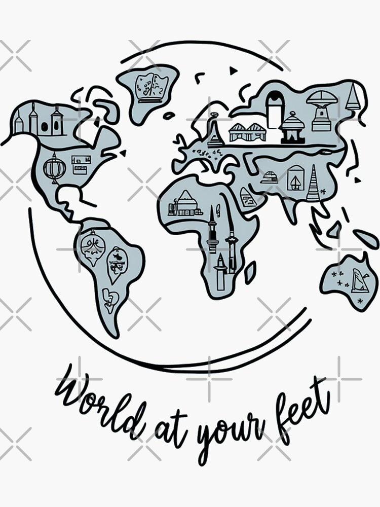 "World Map, The World At Your Feet" Sticker for Sale by WiolettaS ...