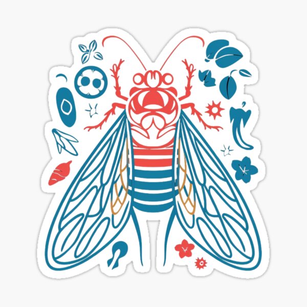 "funny Cicada Insect Bug Colorful Great Eastern Brood X Cicada" Sticker ...