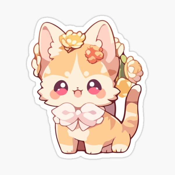"cute kawaii anime chibi cat sticker" Sticker for Sale by Narukuku ...