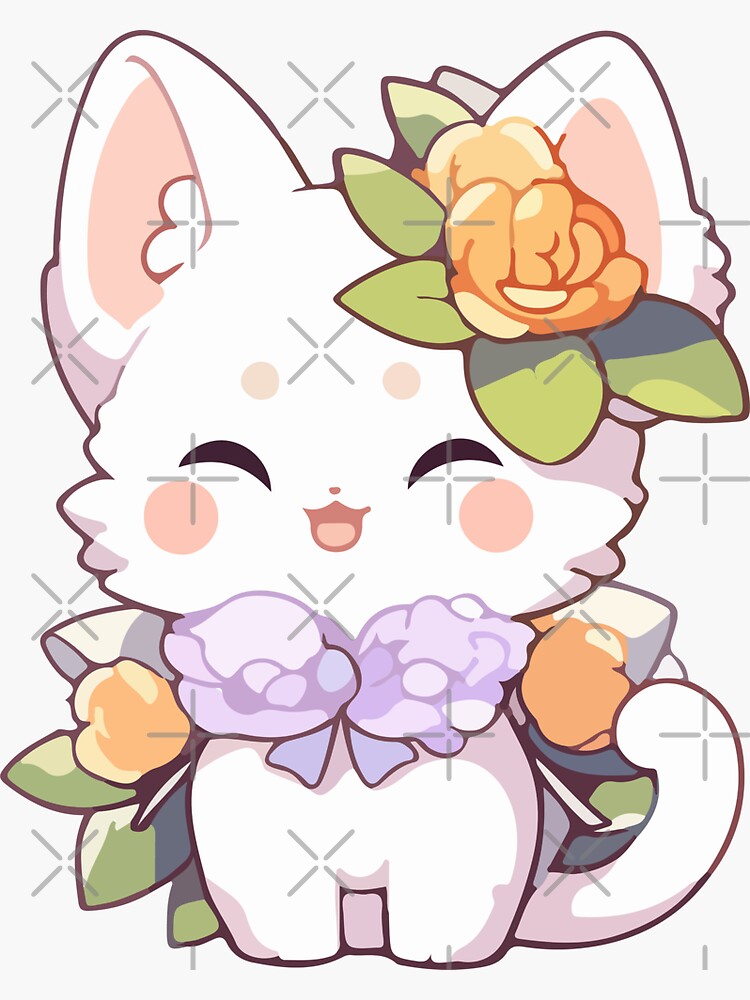 "cute kawaii anime chibi cat sticker" Sticker for Sale by Narukuku ...