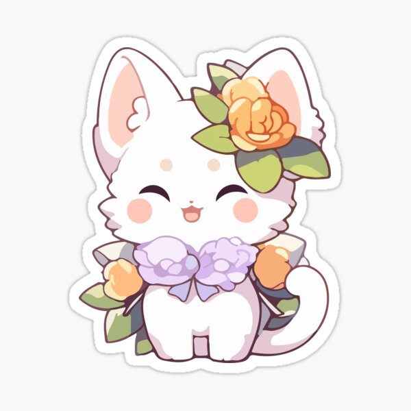"cute kawaii anime chibi cat sticker" Sticker for Sale by Narukuku ...