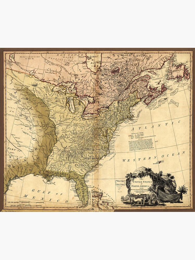"The United States of North America Map (1784)" Sticker for Sale by ...