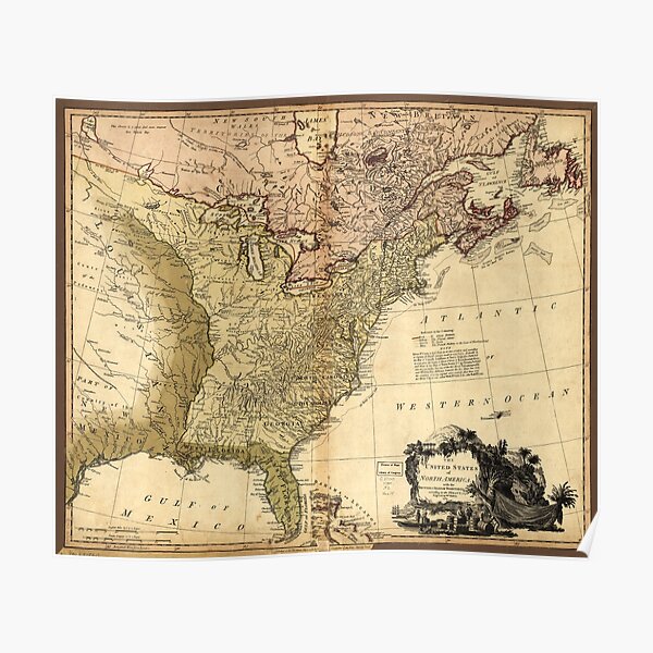 "The United States of North America Map (1784)" Poster by allhistory ...