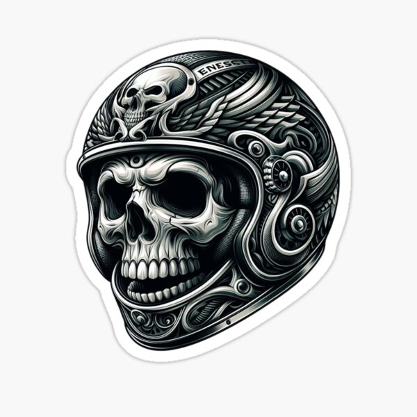 "Skull Helmet" Sticker for Sale by TwoWheelsShop | Redbubble