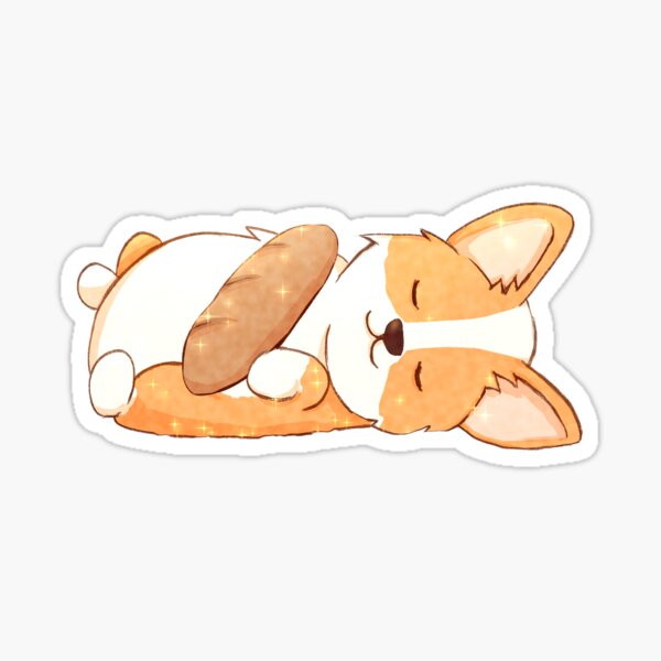 "Kawaii Cute Corgi Bread Lover Sticker" Sticker for Sale by ...