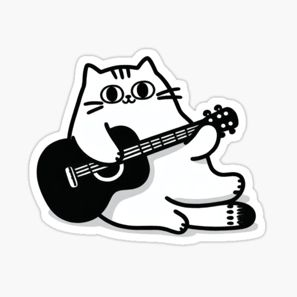 "Cat Playing Guitar" Sticker for Sale by VerveVerseBoo | Redbubble