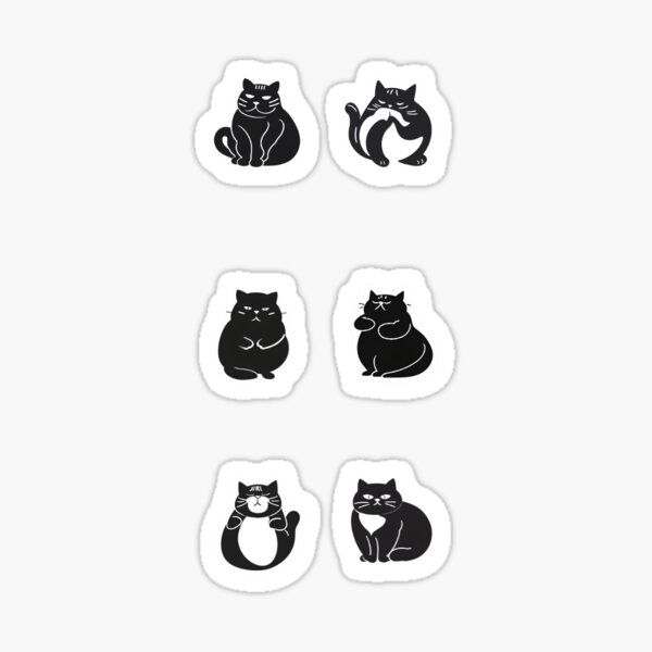 "Cat pack : Fuzzy Wuzzy Pudgy Kitty Crew!" Sticker for Sale by H2O-Shop ...