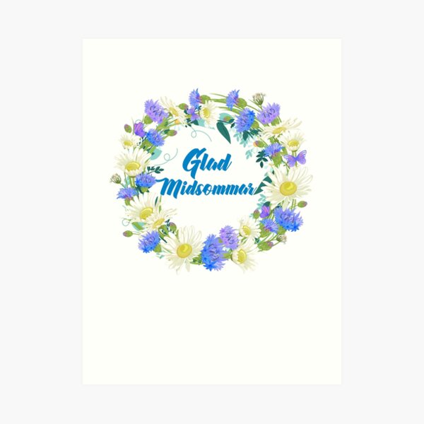 "Swedish Glad Midsommar Midsummer Flowers Floral Wreath festival " Art ...