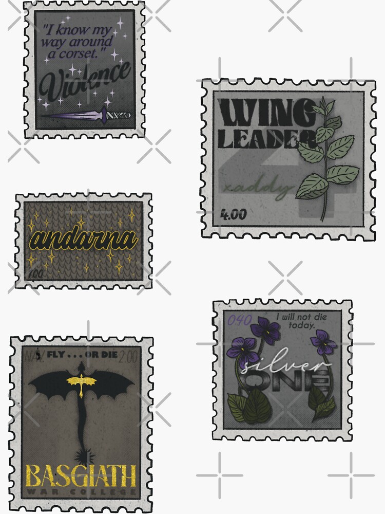 "Fourth Wing Stamp Sticker Pack" Sticker for Sale by elizabethianart ...