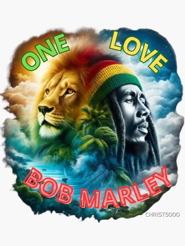 "BOB MARLEY ONE LOVE" Sticker by CHRIST5000 | Redbubble