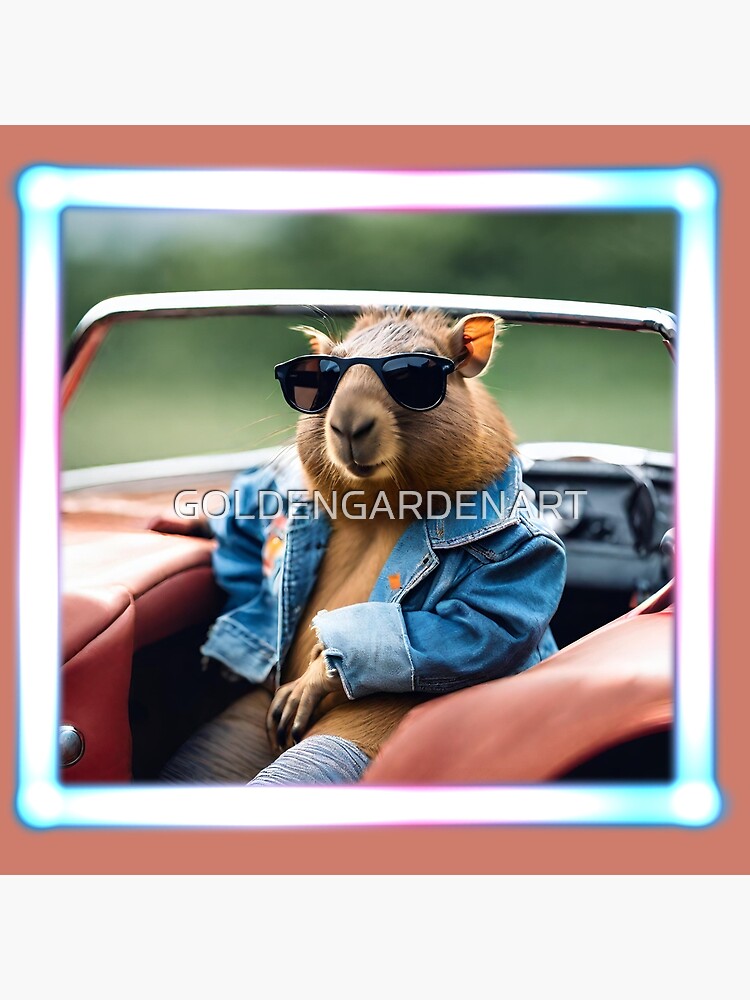 "Neon, classic car, Capy, Capybara, cute capy, sweet capy, funny ...