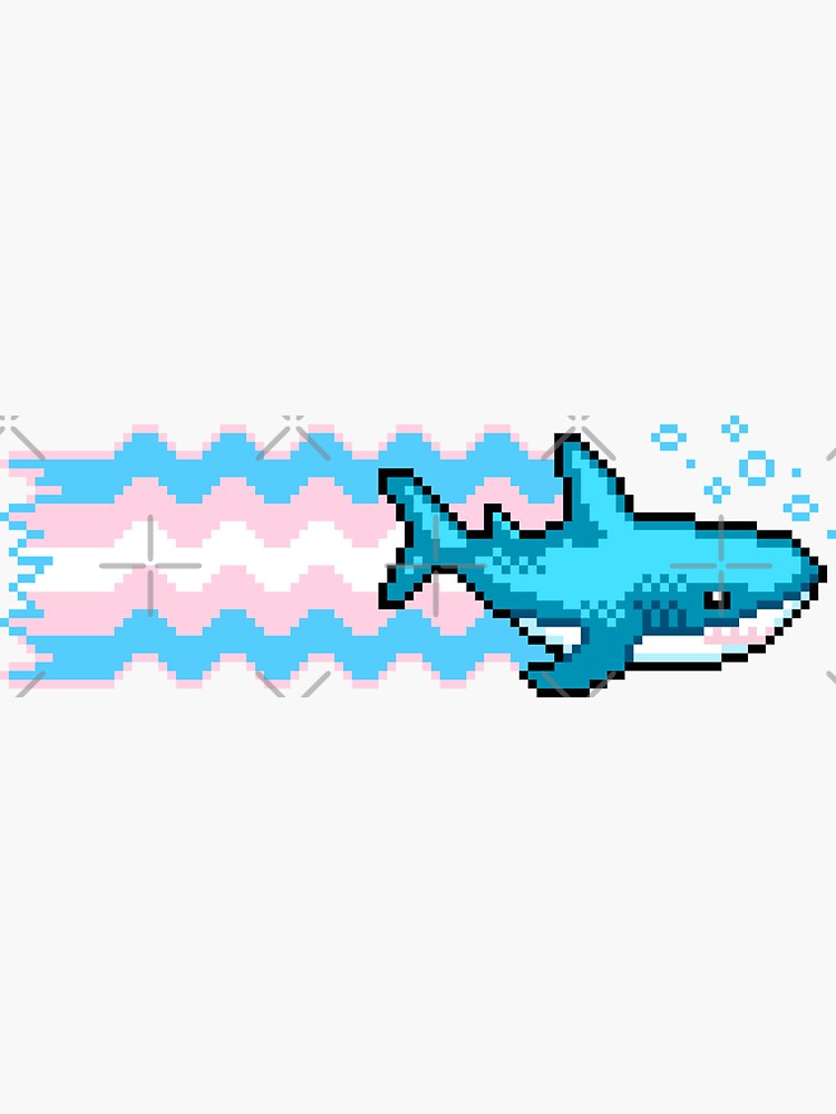 "Trans Pride Shark With Flag Pixel Art V2" Sticker for Sale by XE3EP ...
