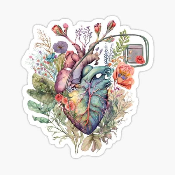 "Pacemaker and anatomy botanical heart" Sticker for Sale by ...