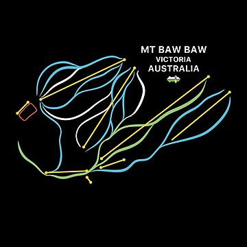 " Mt Baw Baw - Australian Mountain Resort Skiing Trail Map Light" Art ...
