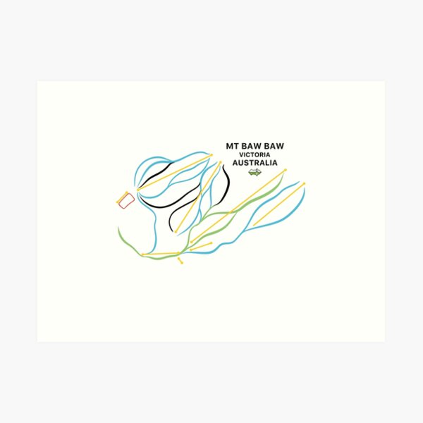 "Mt Baw Baw - Australian Mountain Resort Skiing Trail Map Dark" Art ...