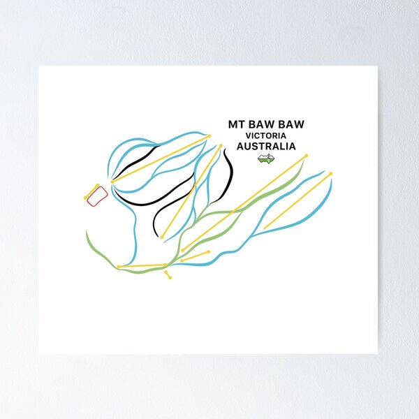 "Mt Baw Baw - Australian Mountain Resort Skiing Trail Map Dark" Poster ...