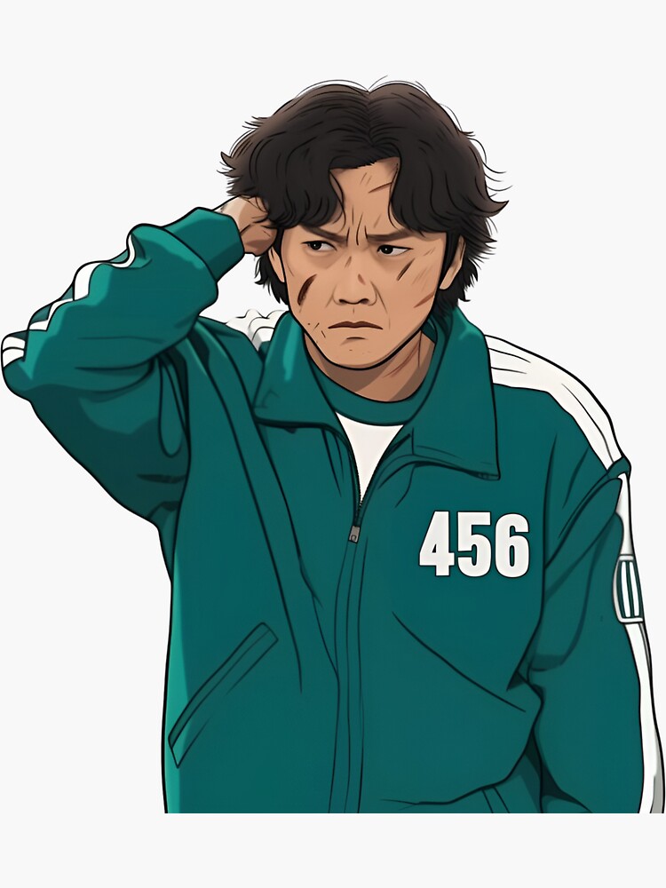 "Squid Game - Player 456 Seong Gi-hun" Sticker for Sale by Trendjoy ...