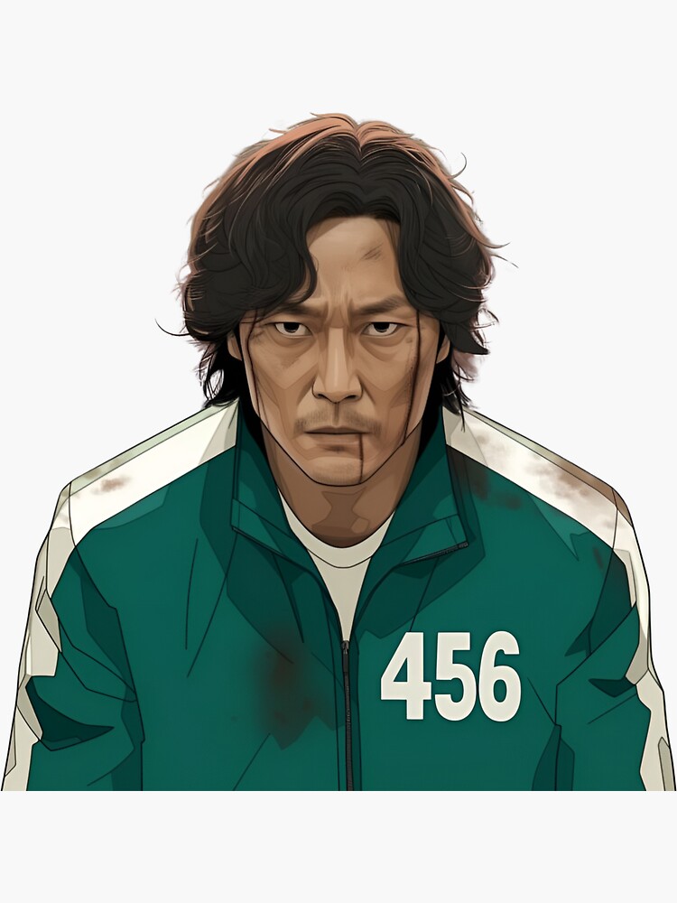 "Squid Game - Player 456 Seong Gi-hun" Sticker for Sale by Trendjoy ...