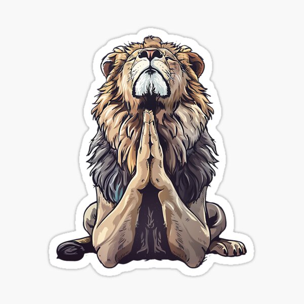 "Praying Animal Series: Praying Lion 02" Sticker for Sale by lapart ...